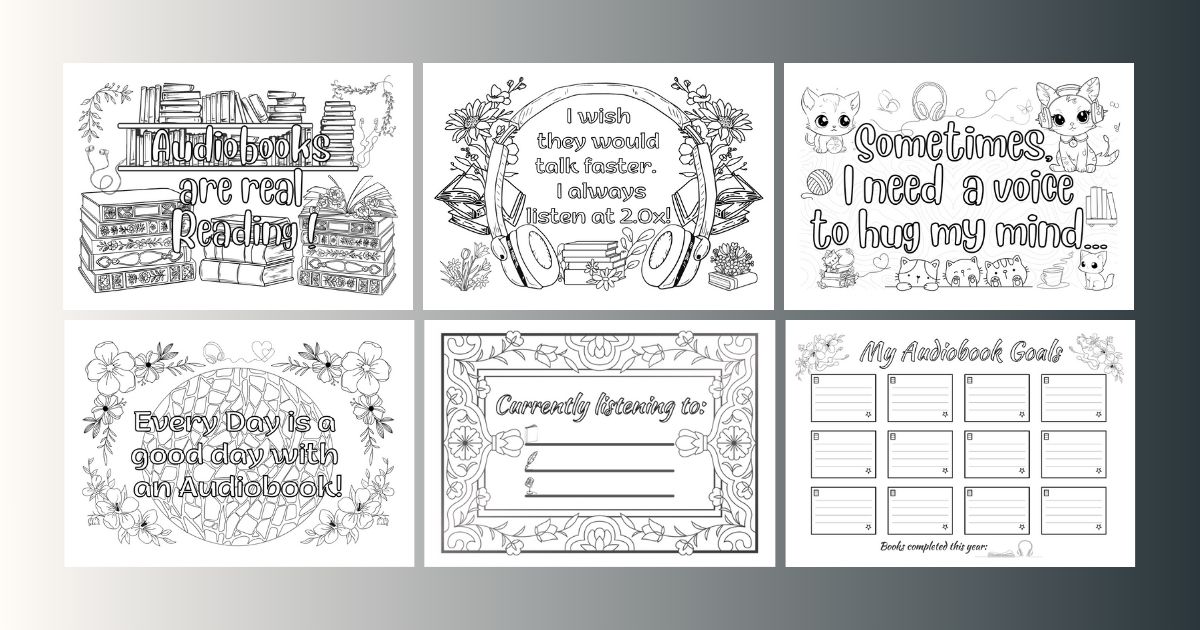 I made Audiobook Coloring Pages (and you can get them for $7!) | Lovely ...